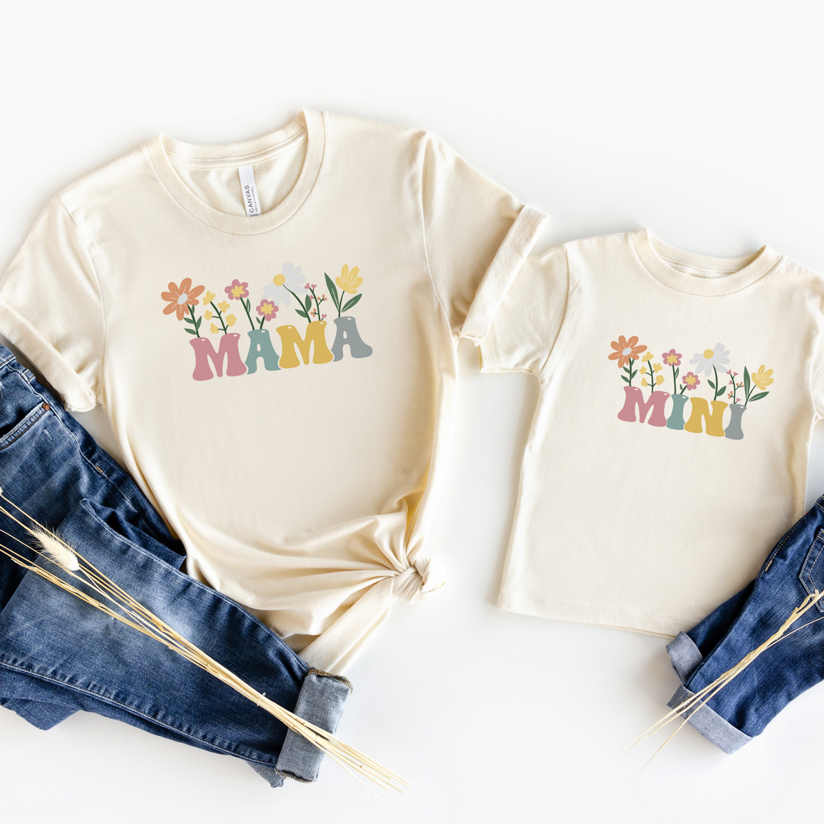 Mama mini wildflower tshirts - Natural – The Chelle Shoppe